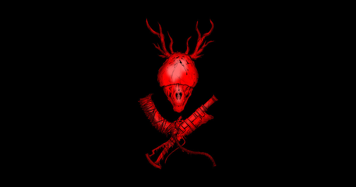 Bloodborne Cross-Weapons(red) - Death - Sticker | TeePublic