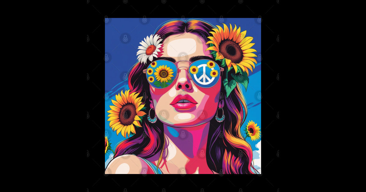 Flower Power Hippie Girl - Vintage 60s Hippie - Posters and Art Prints ...