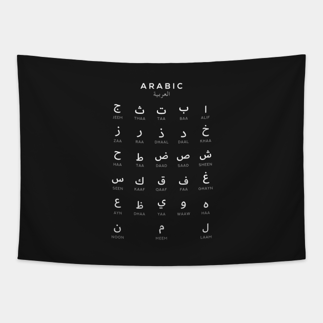 Arabic Alphabet Chart, Language Chart, Black - Arabic - Tapestry ...