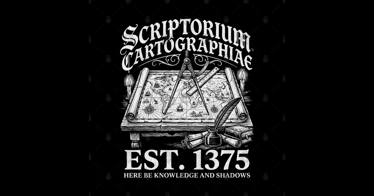 Vintage Cartography Dark Academia Map & Quill - Cartography - Sticker ...