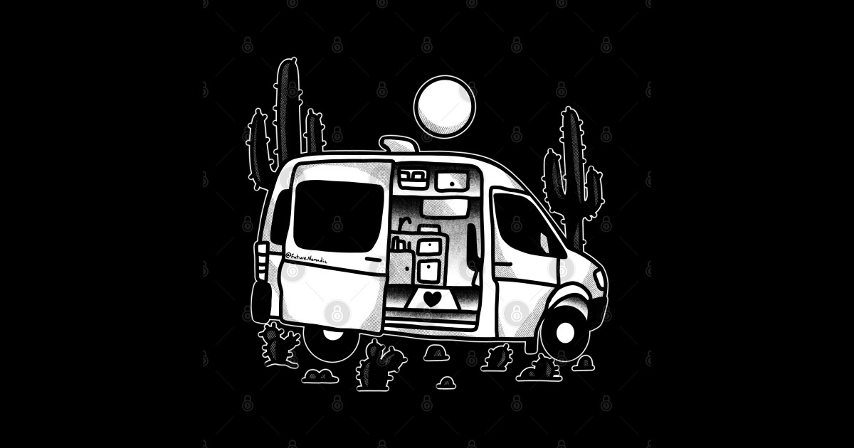 Sprinter van camper conversion in the desert - Sprinter - Sticker | TeePublic