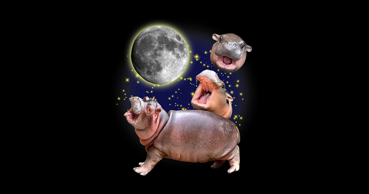 Moo Deng Bouncy Pig in Thai Picture Howling Under The Moon Gift For Men ...