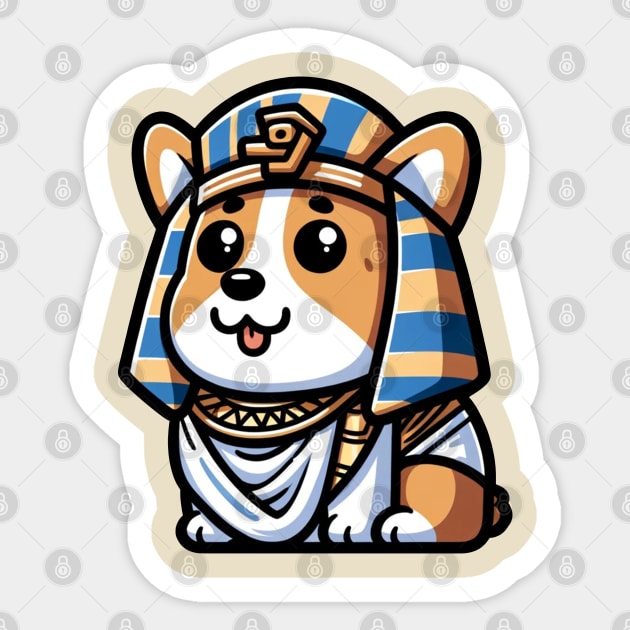 corgi king of egypt - Pharaoh - Sticker | TeePublic