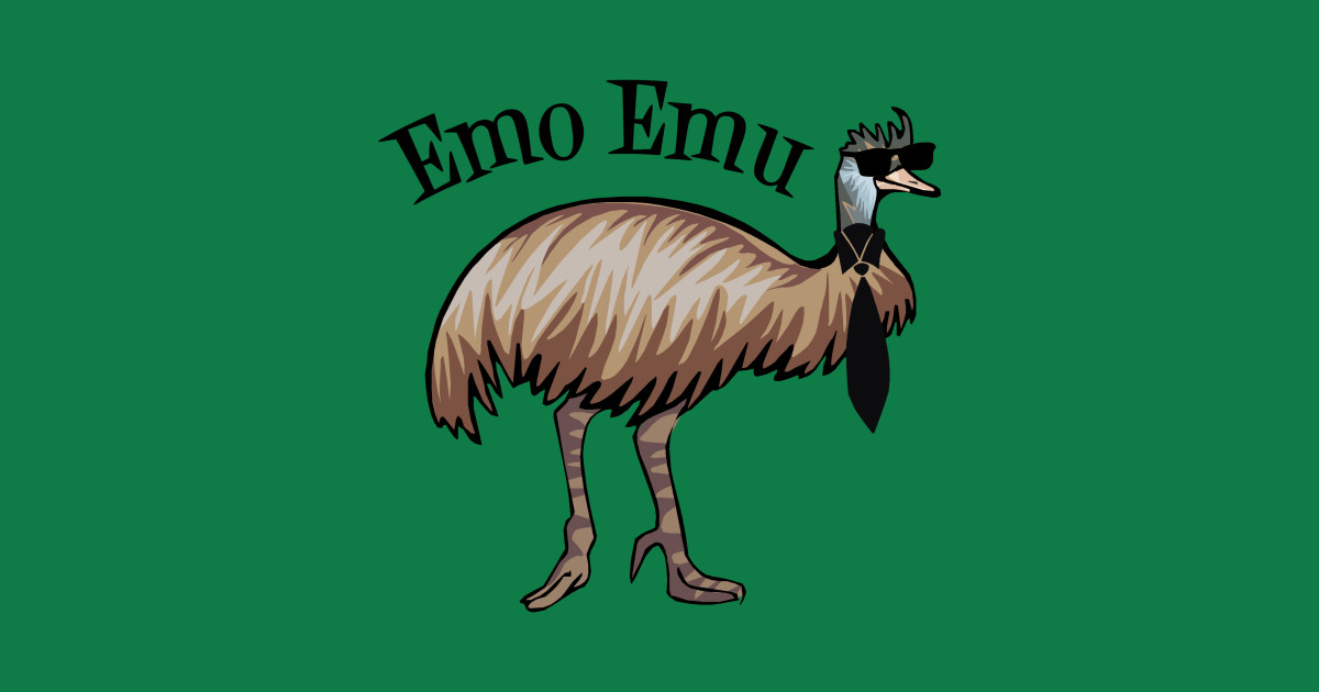 Emo Emu - Funny Puns - T-Shirt | TeePublic