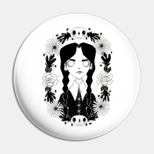 Wednesday Addams Portrait Pins and Buttons for Sale | TeePublic