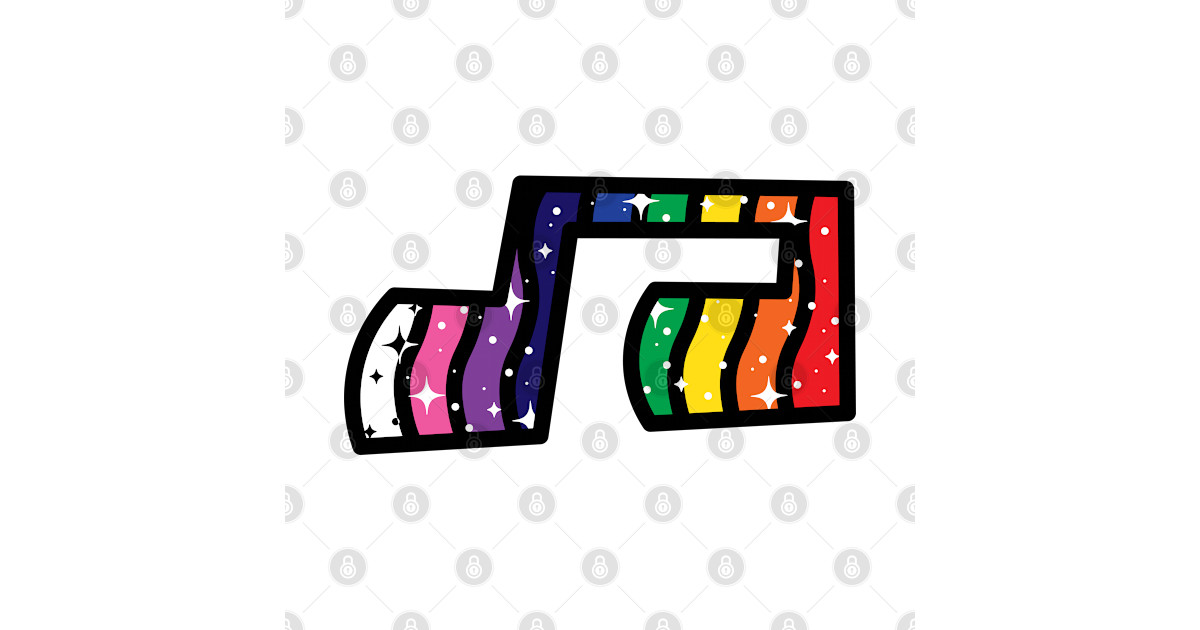 Sparkling Rainbow Music Note (Black Border) - Beatbox - T-Shirt | TeePublic