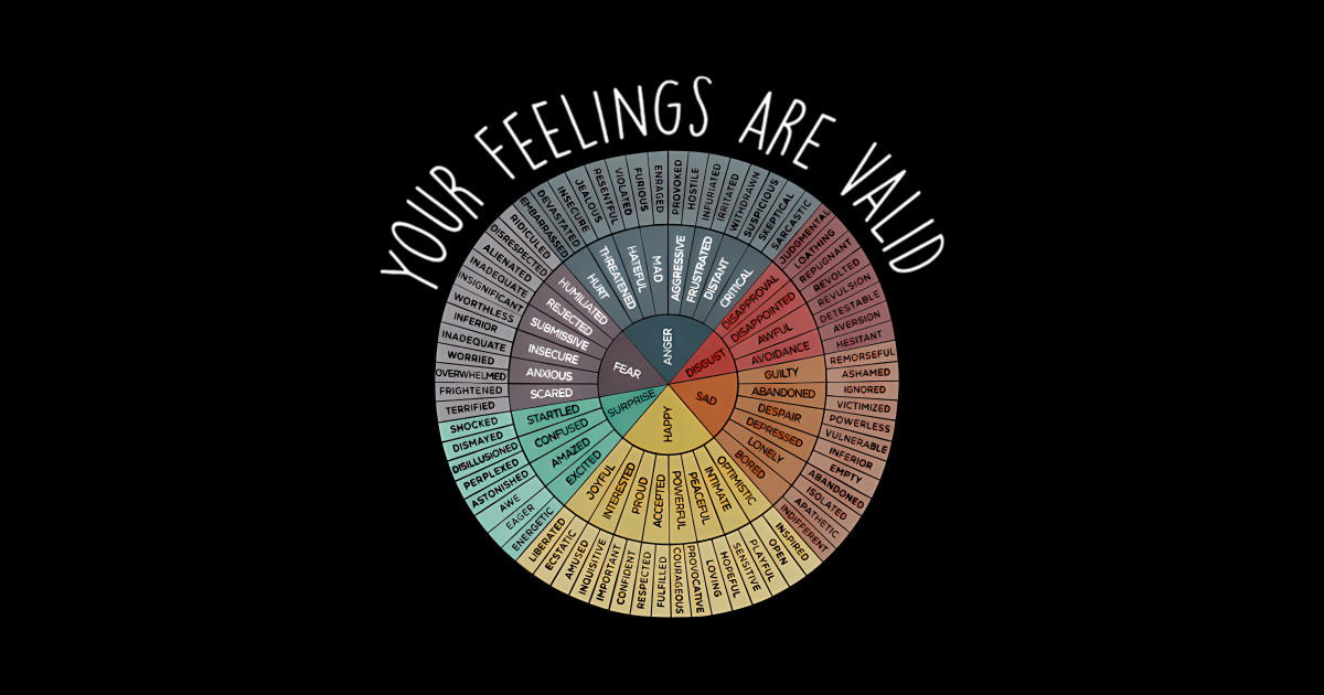 Your Feelings Are Valid Wheel Of Emotions Throw - Emotional Wellness ...
