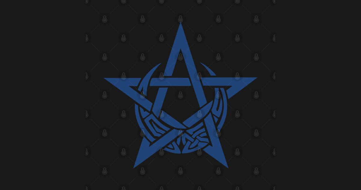 Blue Celtic Pentacle | Pentagram | Celtic Moon - Blue - T-Shirt | TeePublic
