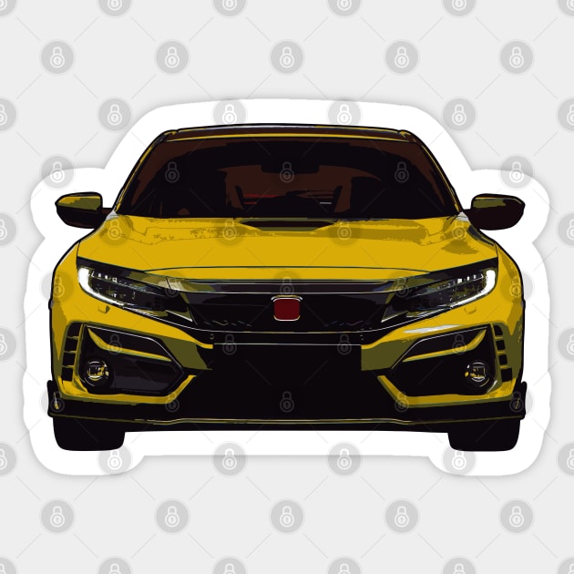 Yellow Civic Type R Illustration - Civic - Sticker | TeePublic