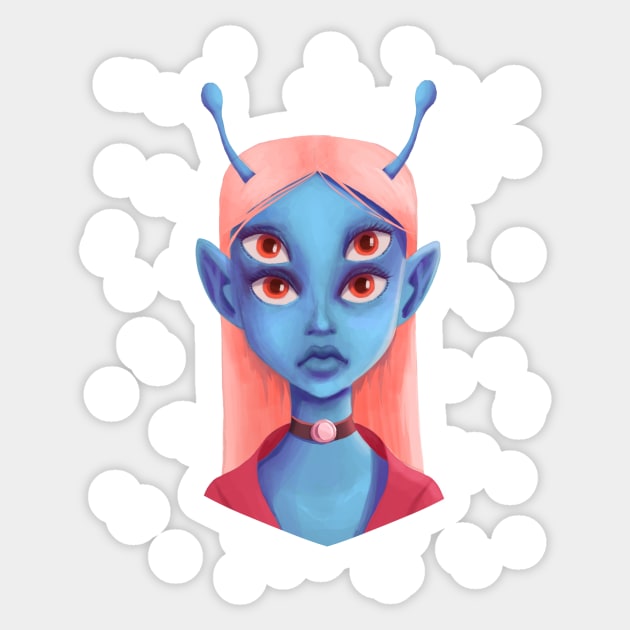 Four Eyes Alien Optical Illusion - Alien - Sticker | TeePublic