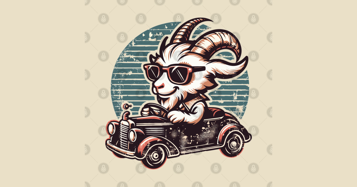 Goat driving car - Goat - T-Shirt | TeePublic