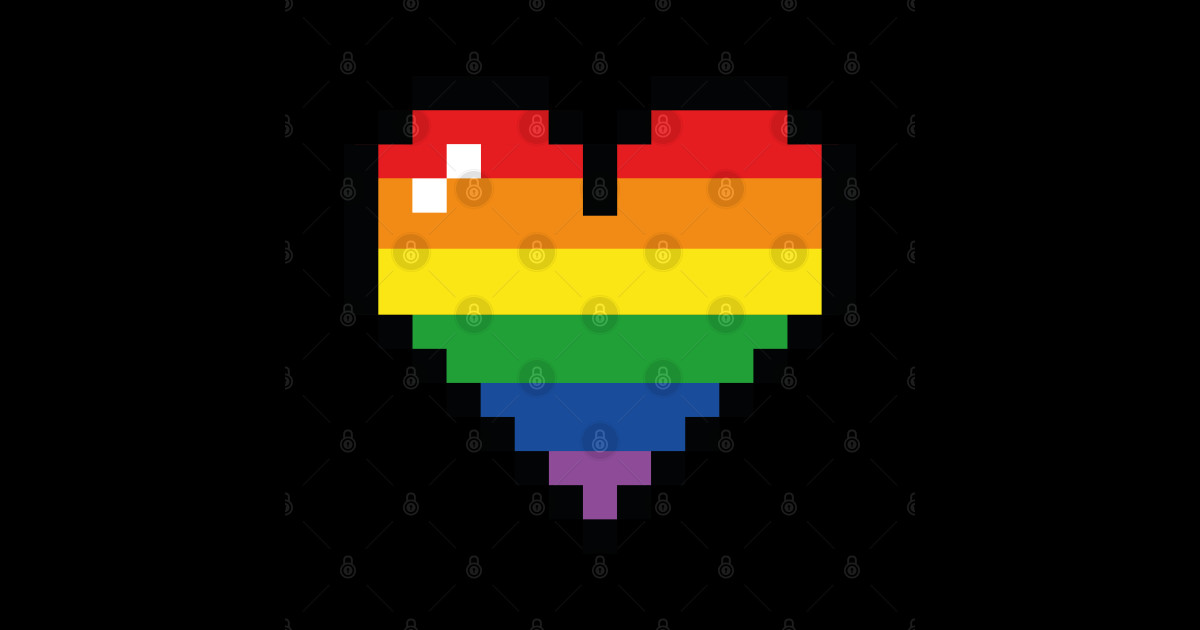rainbow 8 bit heart - Pride - Sticker | TeePublic