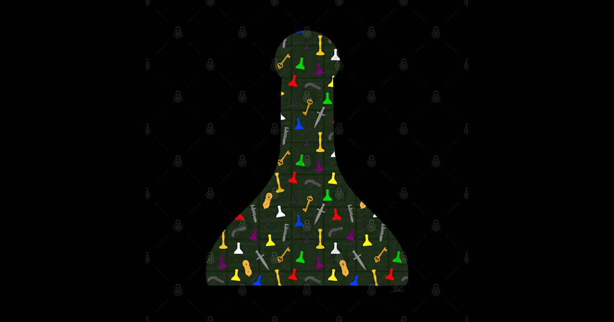 Clue Game Pieces and Weapons - Clue Movie - Sticker | TeePublic