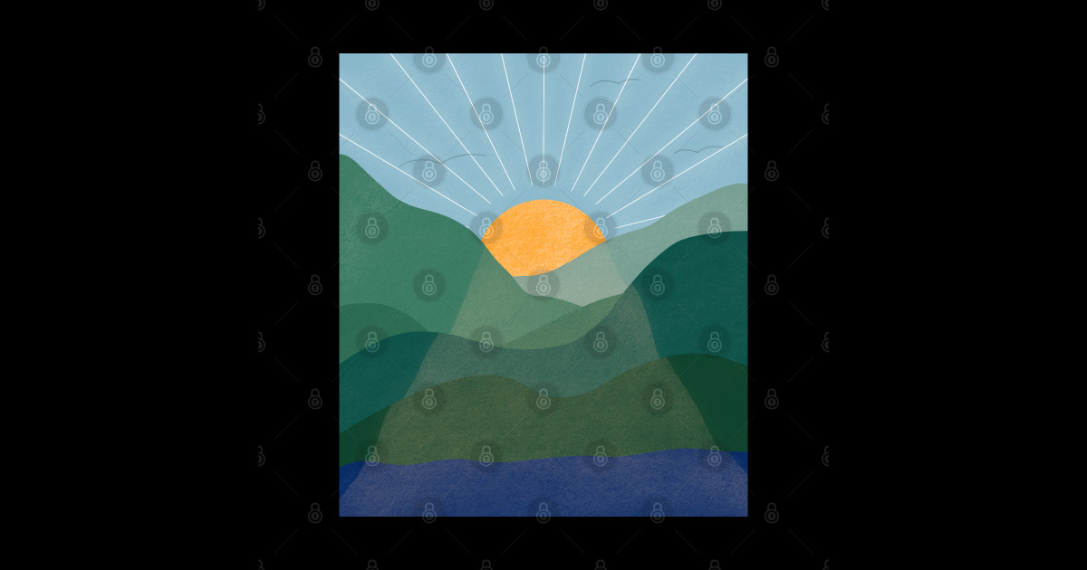 Mountainscape Sunset - Sunset - Sticker | TeePublic
