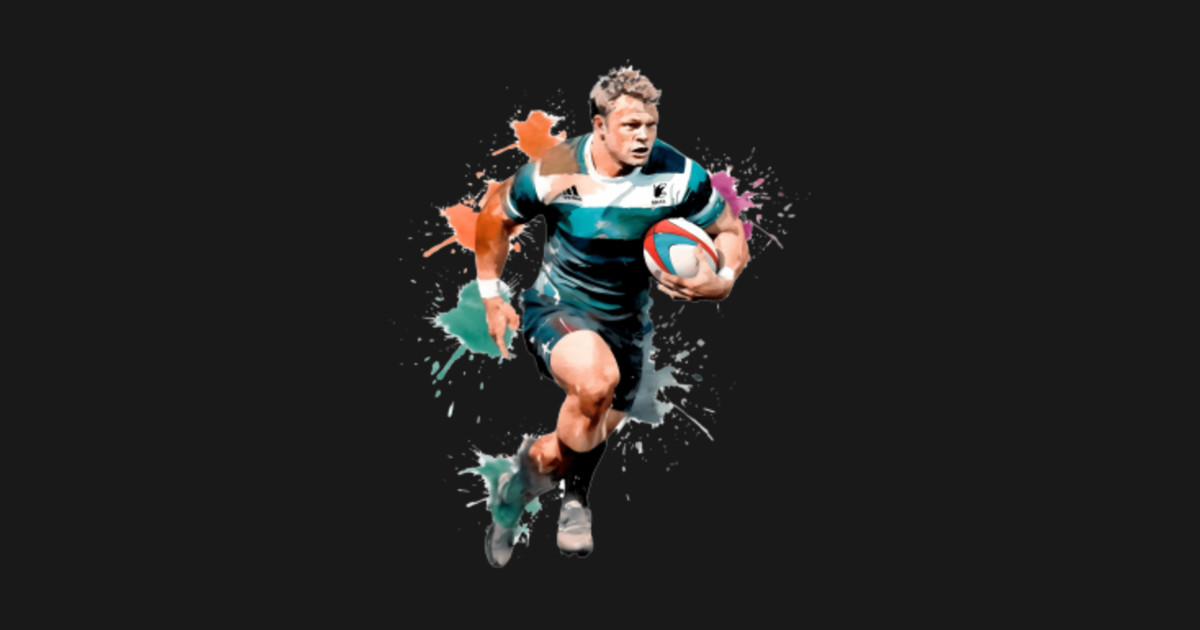 Watercolor American Rugby Player Design - Rugby Player - T-Shirt ...