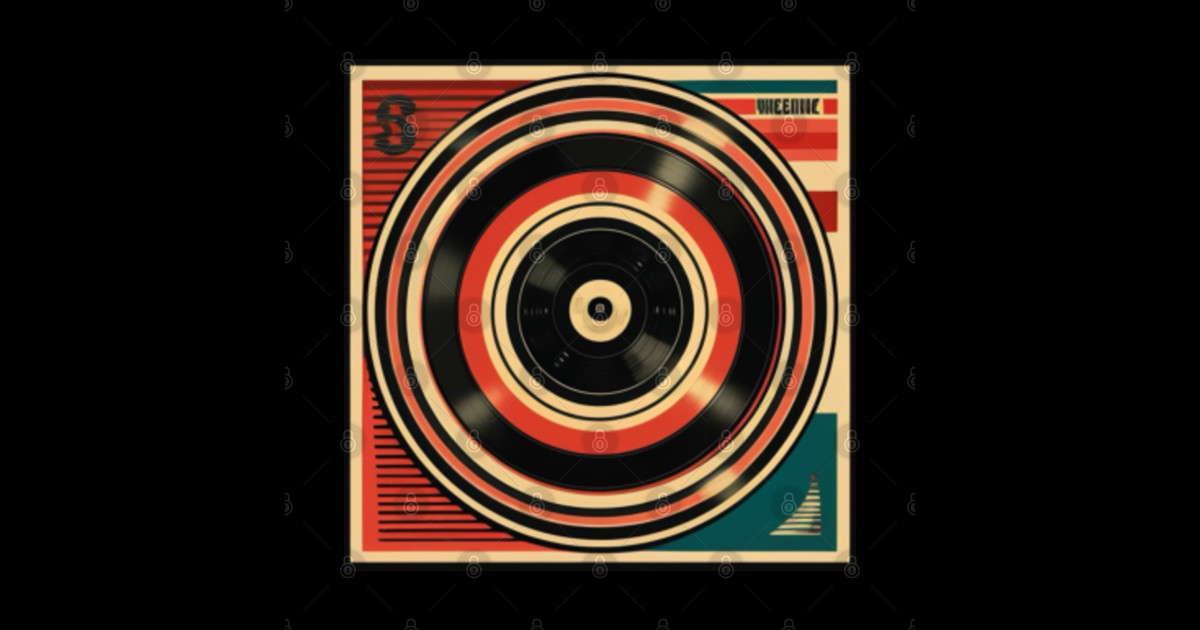 Vinyl Record Retro Music Album Cover Graphic - Vinyl Records - Sticker ...