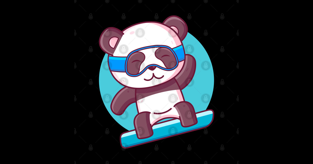 Cute Kawaii Panda Snowboarding - Panda Snowboard - Posters and Art ...