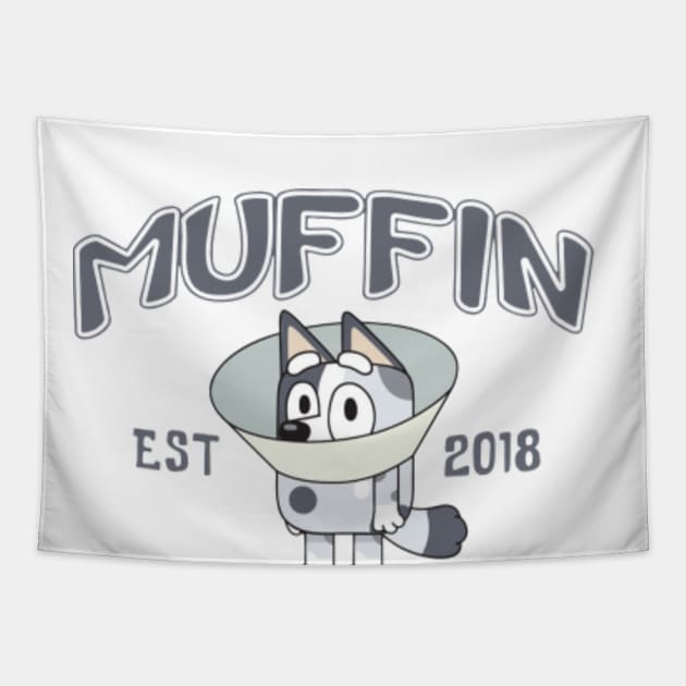 Bluey Muffin Sick Est 2018 Vintage Cartoon - Bluey - Tapestry | TeePublic
