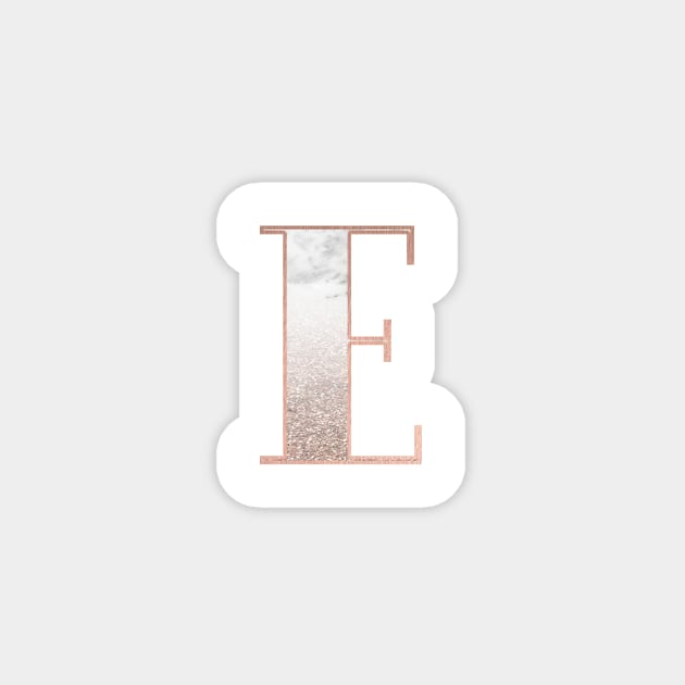 Monogram rose gold glitter marble E - Marble Pattern - Magnet | TeePublic