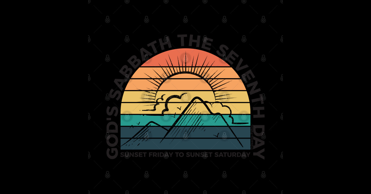 God's Sabbath The Seventh Day - Sunset - Black Text - Sabbath - Sticker ...