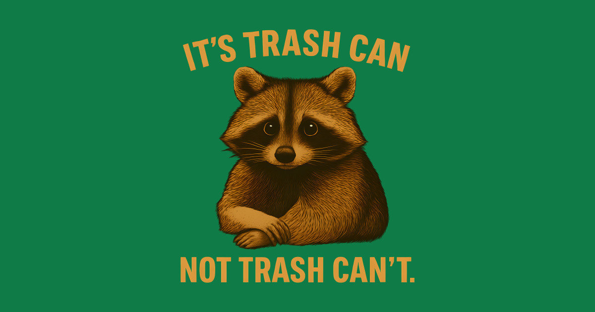 It's Trash Can Not Trash Can't Funny Trash Raccoon - Trash Cant - T ...