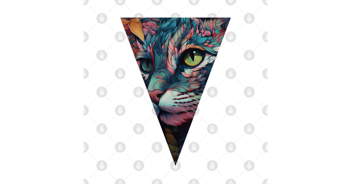 Cool Calico Cat With Flower V1 Triangle - Cat - T-Shirt | TeePublic