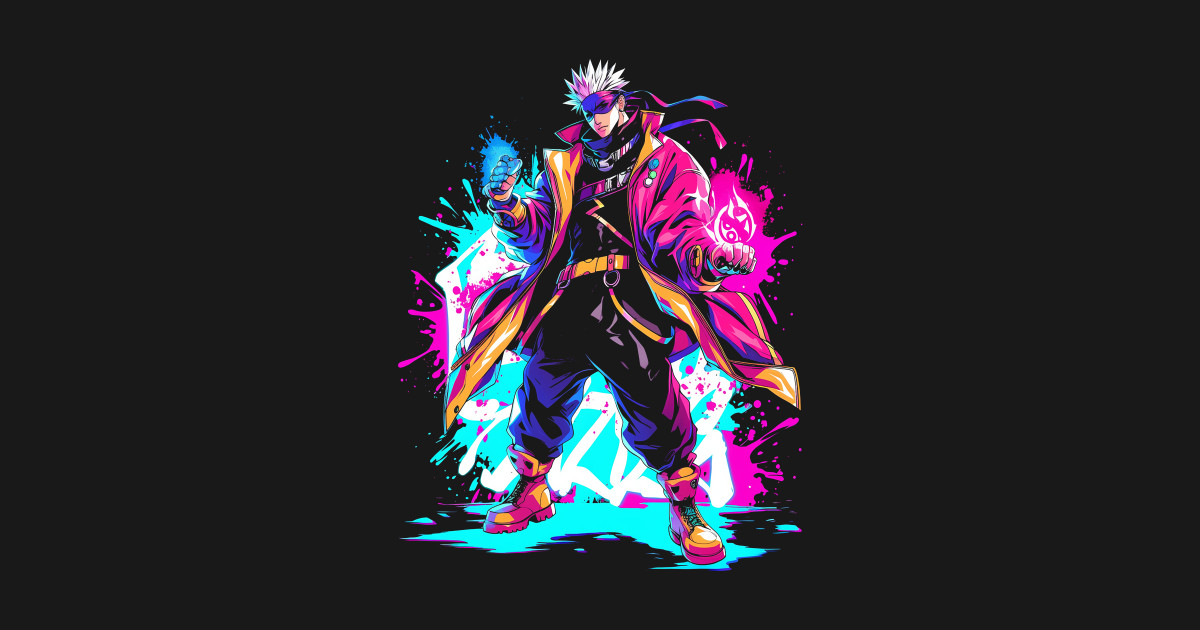 Gojo Satoru Vibrant Pop Art - Satoru Gojo - T-Shirt | TeePublic