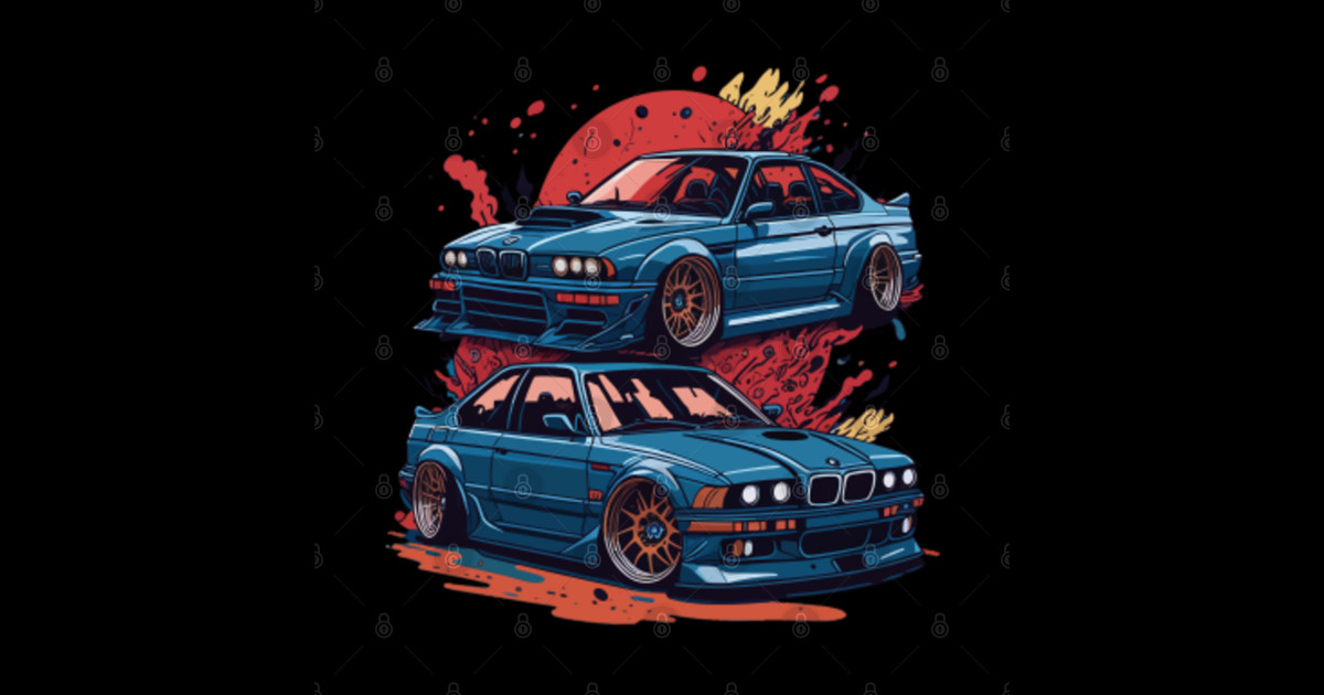 BMW M3 E36 cartoon style - Bmw - Sticker | TeePublic