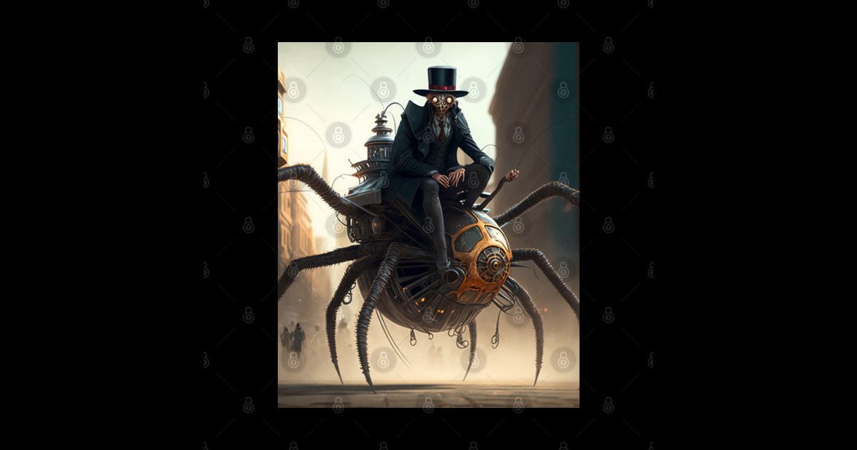 Steampunk spider rider riding mechanical robot mashine steampunk animal ...