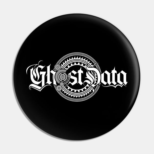 GHOST DATA Logo (White) - Ghostdata - Pin | TeePublic