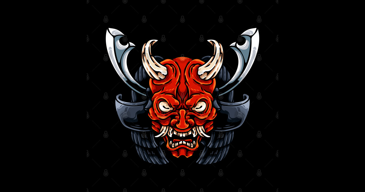 Oni And Samurai Helmet - Oni - Sticker | TeePublic
