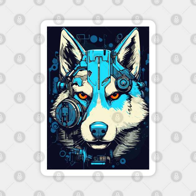 Cyberpunk Robot Siberian Husky Dog Breed Futuristic - Husky - Magnet ...