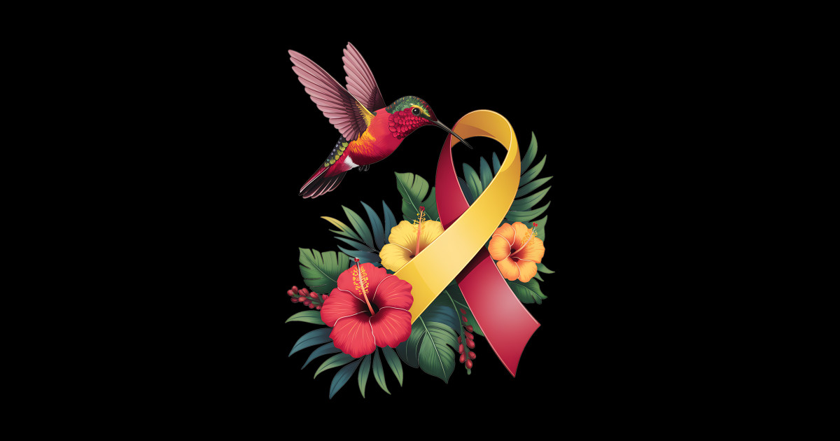 Red Yellow Ribbon World Hepatitis Awareness Hummingbird - Hepatitis ...