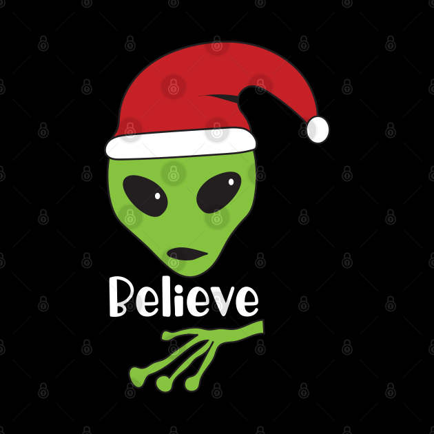 Christmas Alien In Santa Hat Believe - Christmas Alien - Tapestry ...
