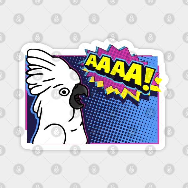 Screaming Umbrella Cockatoo Comic - Birb Memes - Magnet | TeePublic
