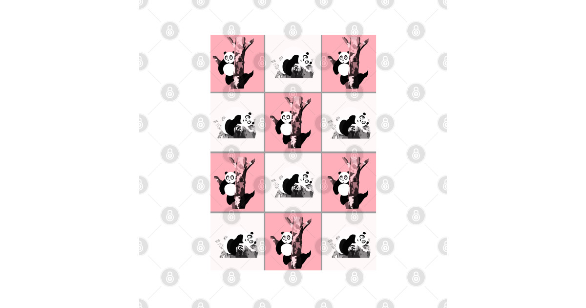 Pandas Checker - Pink - Panda - T-Shirt | TeePublic