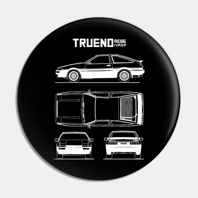 AE86 Toyota Trueno Blueprint - Ae86 Trueno - Pin | TeePublic