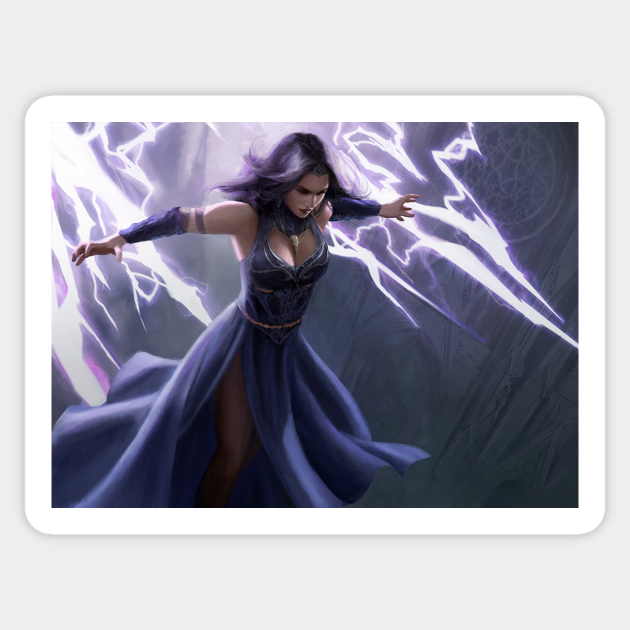 Lightning Mage - Fantasy Illustration - Sticker | TeePublic