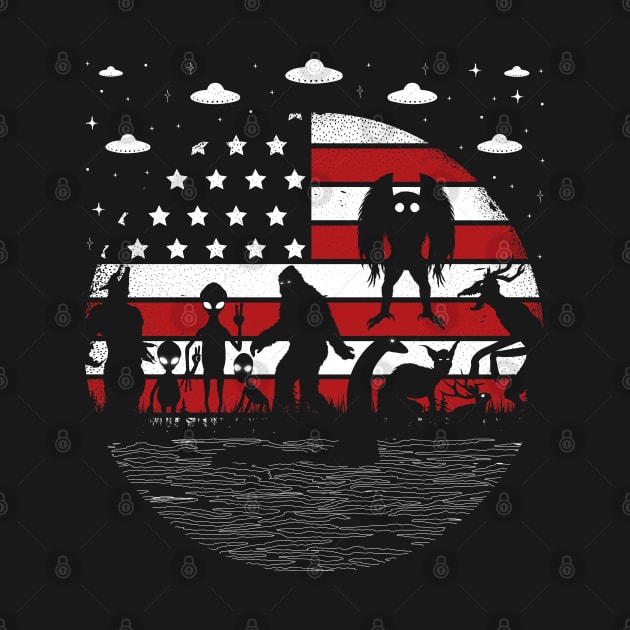 Cryptid Creatures American Flag 4th of july - 4th Of July - T-Shirt ...