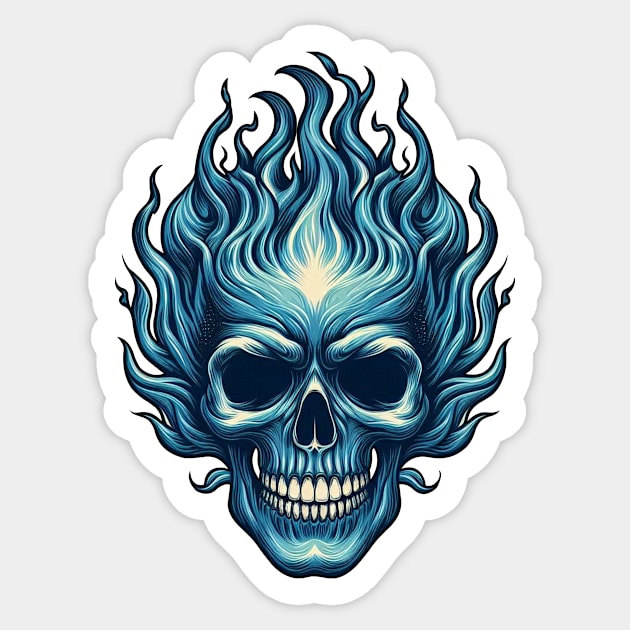 Blue skull fire - Blue Skull - Sticker | TeePublic