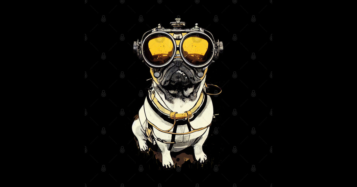 Vintage pug portrait - Pug Dog - Sticker | TeePublic