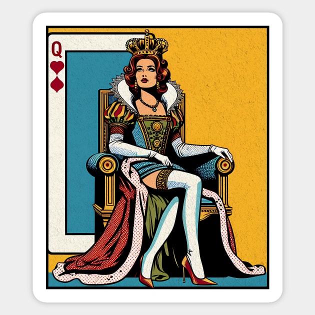 Queen Playing Card - Queen Playing Card - Sticker | TeePublic