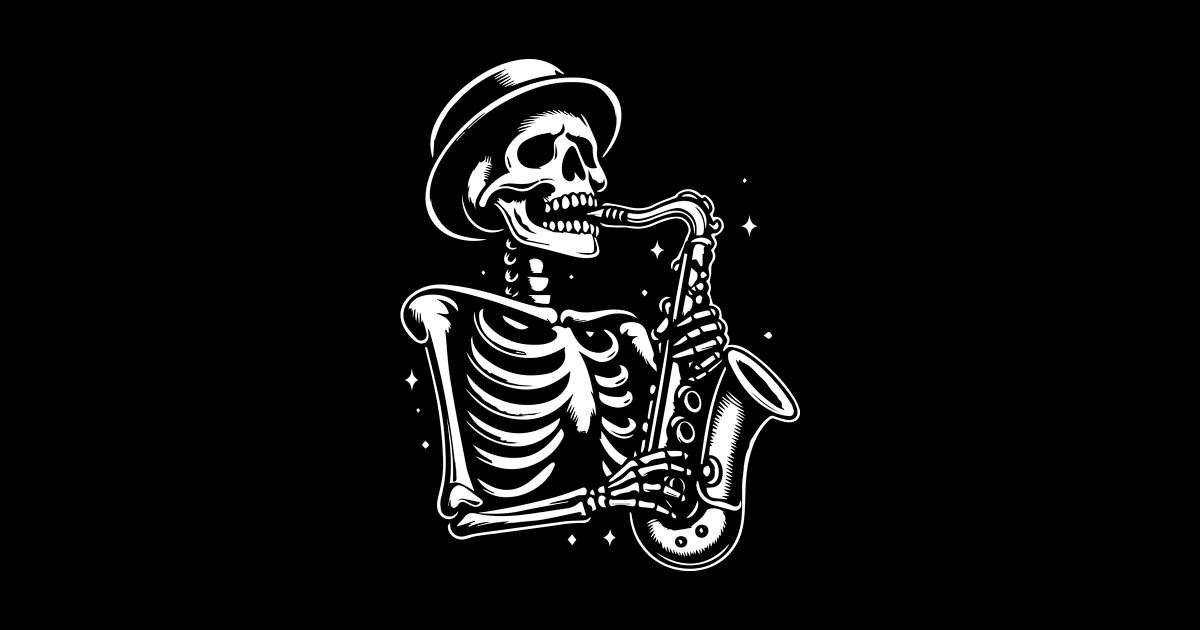 skeleton plays saxophone - Skeleton - Sticker | TeePublic