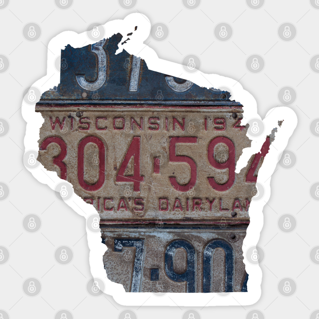 Wisconsin Vintage License Plates - Wisconsin - Sticker | TeePublic