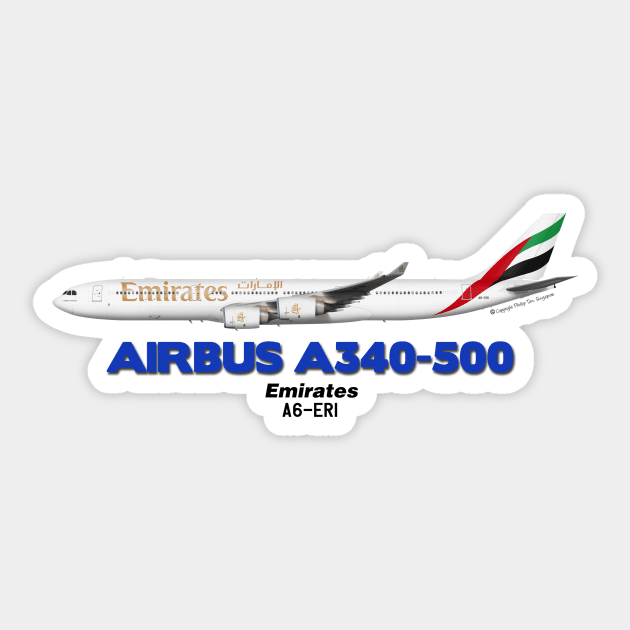 Airbus A340-500 - Emirates - A345 - Sticker | TeePublic