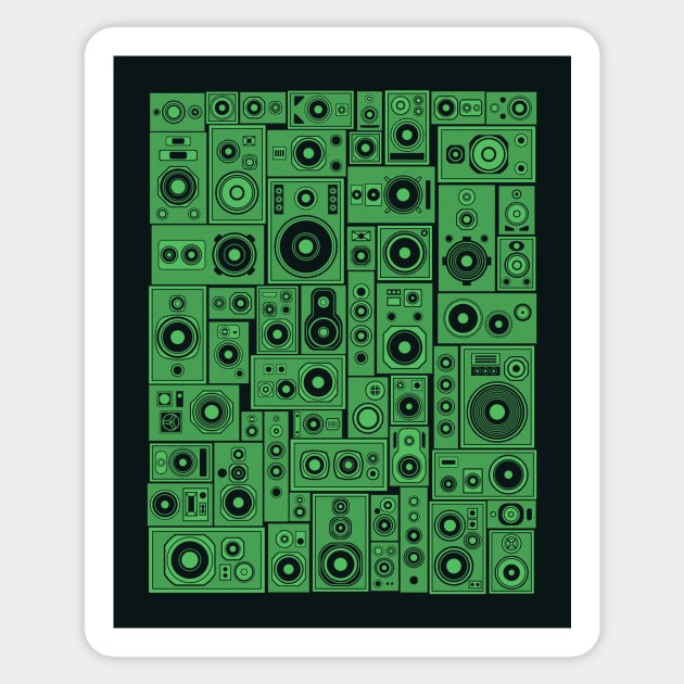Speaker Stack Green - Speakers - Sticker | TeePublic