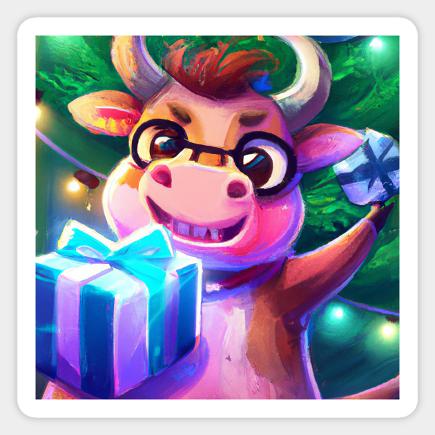 Cute Ox Drawing - Cute Ox - Sticker | TeePublic