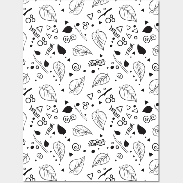 Leaf Doodle Seamless Surface Pattern Design - Leaf - Posters and Art ...