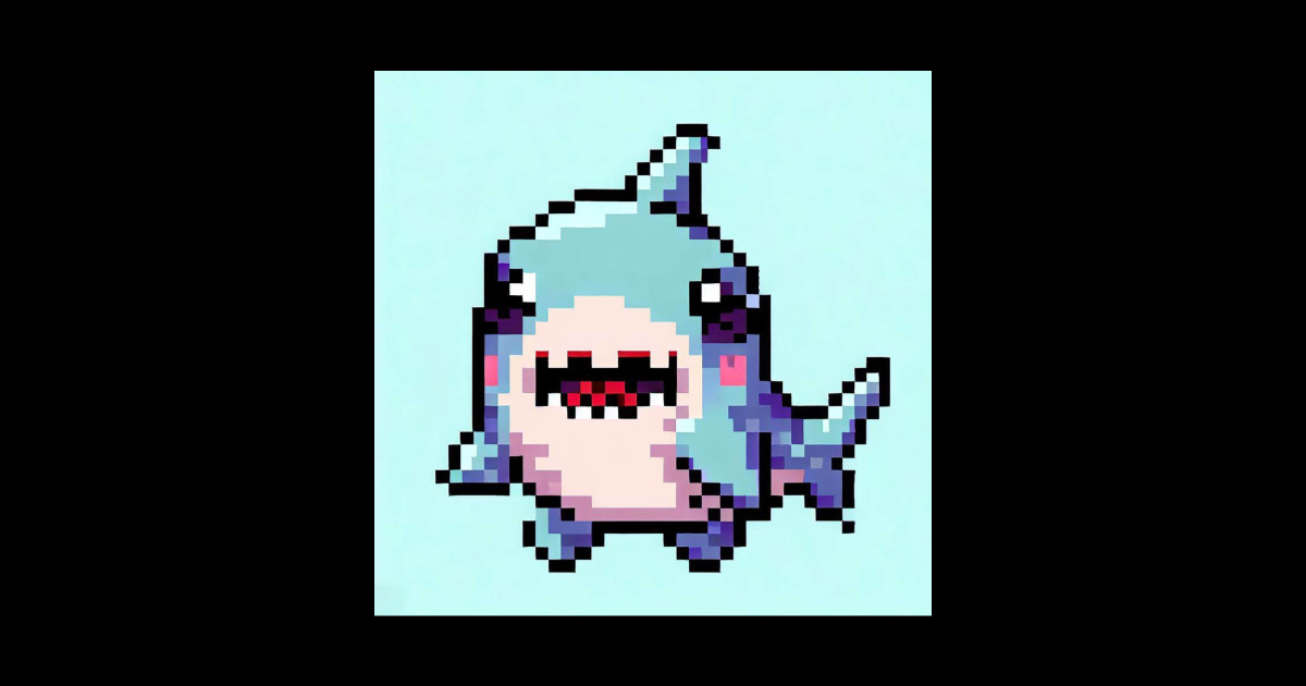 Shark - 8 Bit Art Pixel Art - Sticker | TeePublic