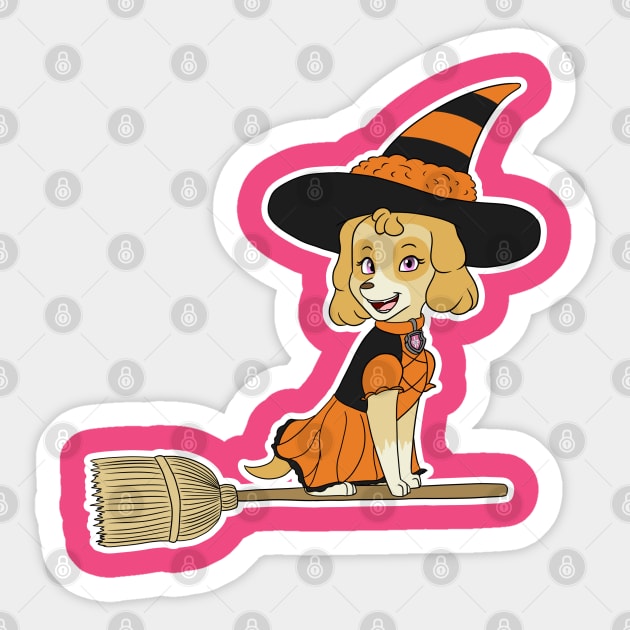 PAW Patrol Halloween Witch Skye - Paw Patrol - Sticker | TeePublic